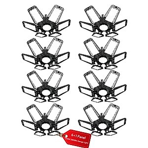 VRTOGTHE 8PACK Garage Light - 185W 185000LM 6500K Deformable LED Garage Ceiling Light with 6+1 Adjustable Panels, Shop Lights E26/E27 Screw Socket for Garage, Parking, Basement, Storage Room