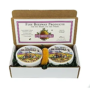 Skidmore's Biker Edition Leather Care Gift Set | Leather Cream and Waterproofing Kit for Your Motorcycle | Natural and Non-Toxic Formula | Made in The USA