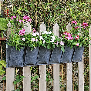 NEWKITS Hanging Vertical Garden Wall Planter Deeper and Bigger 6 Pocket Vertical Garden Solution 2020 (Grey-A)