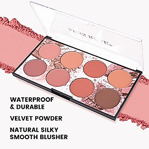 KYDA 8 Colors Face Blush Palette, Natural Matte Blush Palette, Smooth Blendable Powder Blush, Multiuse Makeup Palette, by Ownest Beauty