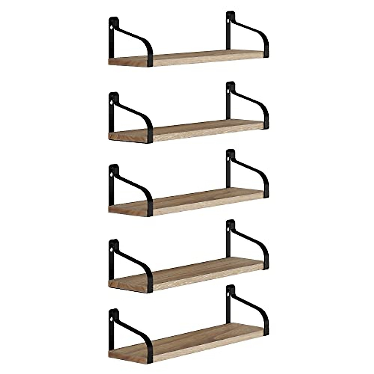 You Have Space Prato Organization & Storage Shelves, Floating Shelves for Living Room Decor, Kitchen, Bathroom, Bedroom, 17"x 4.5" Burned Bookshelf Set of 5