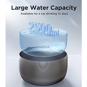 Cat Water Fountain, FEELNEEDY Ultra Quiet 84 fl oz/2.5L Pet Water Fountain for Cats and Dogs Inside with LED Light, Cat Drinking Fountain Waterfall with 3 Pack Filters Replacement (F-016B)
