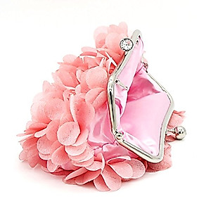 Kingluck Flower Design Satin and Silk Women Wedding Brial Clutch Bag/evening Handbags(more Colors) (pink)