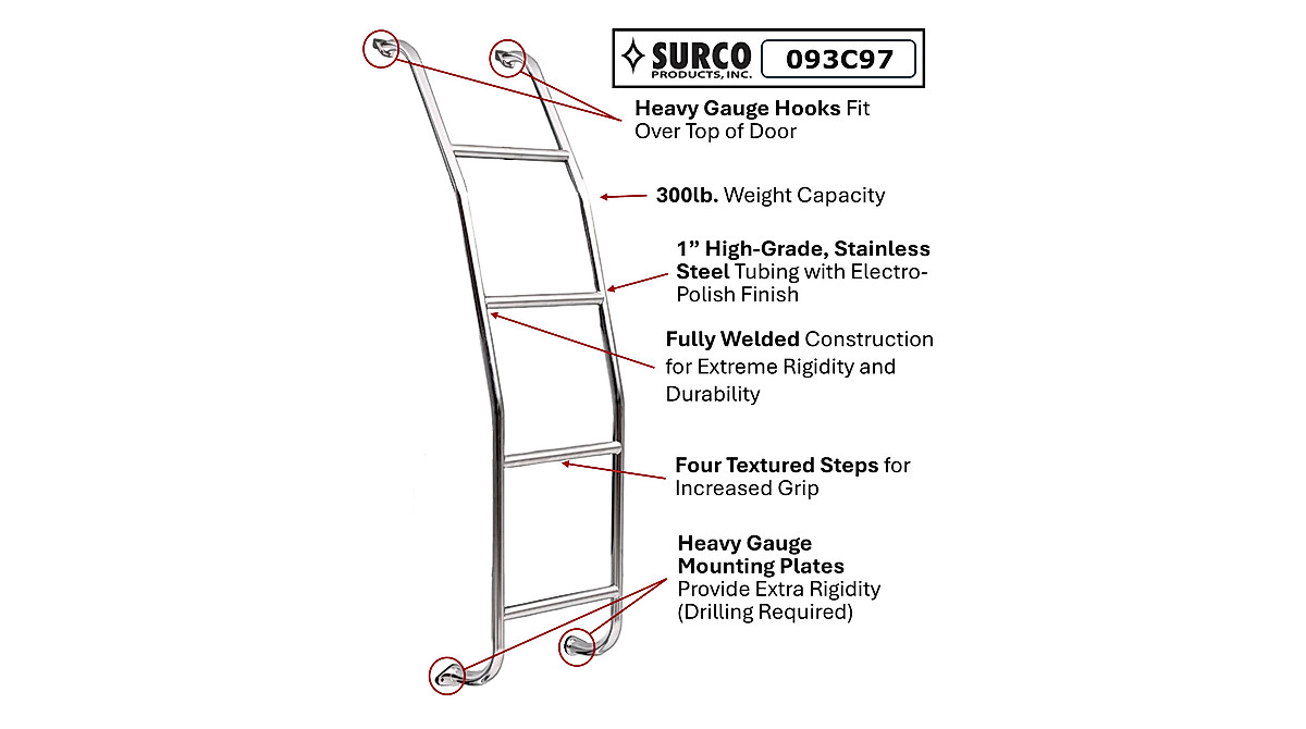 Surco Stainless Steel Van Ladder for Chevy – Easy Roof Access Solution