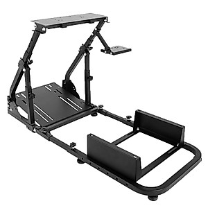 Supllueer Racing Simulator Cockpit with Dual Reinforcement Arm Compatible with Logitech G25 G27 G29 G920 G923 Thrustmaster T300, Steering Wheel Stand, Wheel Pedals and Seat Not Include