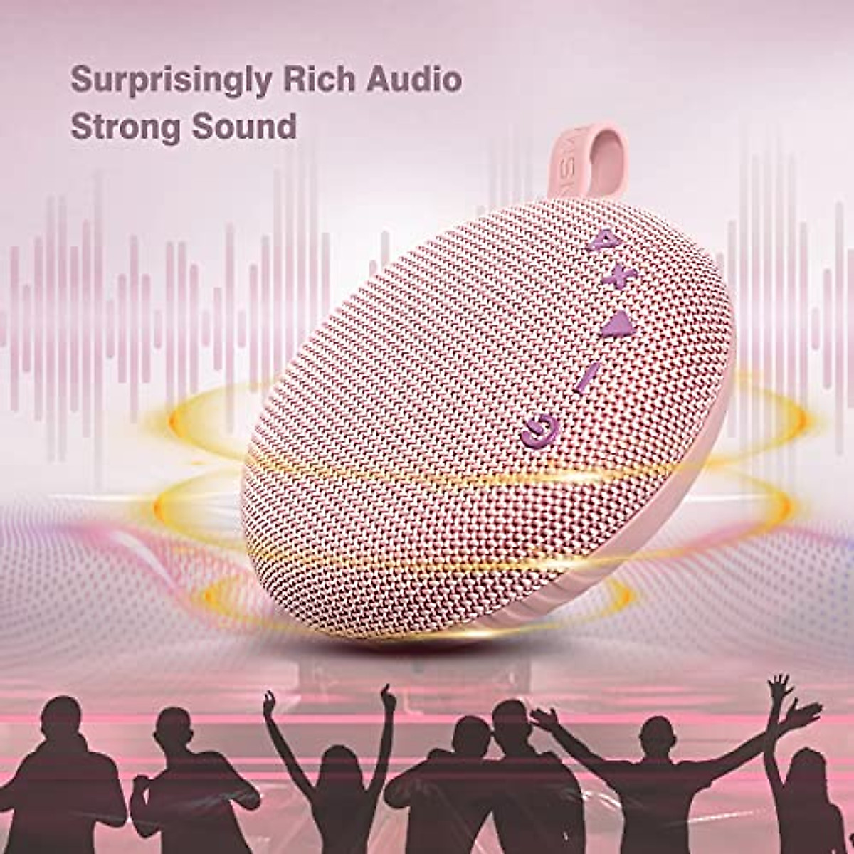 INSMY Waterproof Bluetooth Speakers, IP67 Floatable Portable Wireless Small Shower Speaker, Punchy Bass Loud Sound, Stereo Pairing, 24H Playtime, Hands-Free Clear Call for Beach Kayak Canoe (Pink)