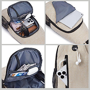 BOSTANTEN Sling Bag, Crossbody Backpack RFID Shoulder Chest Bag for Men Women Travel Hiking Casual Daypack, Khaki