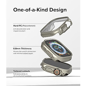 Ringke Slim [No More Discoloration / 2 Pack] Compatible with Apple Watch Ultra 2 Case and Designed for Apple Watch Ultra Case, Solid Transparent Cover + Extra Color - Clear + Titanium Gray