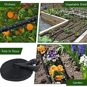 Flat Soaker Hose 25ft, Heavy Duty Double Layer Design, Drip Irrigation Hose Saves 80% Water, Leak Proof Sprinkler Hose For Garden, Lawn, Flower Bed, Vegetable Field (25FT)