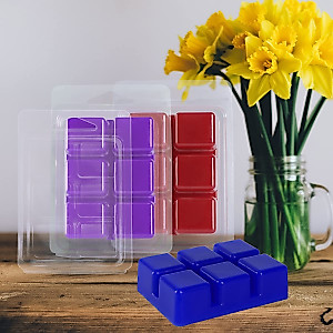 CBHTR 100 Packs Wax Melt Clamshells Molds, Clear Empty Plastic Cube Tray for Wickless Tarts Candles