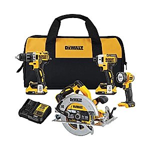 DEWALT 20V MAX Power Tool Combo Kit, 4-Tool Cordless Power Tool Set with 2 Batteries and Charger (DCK483D2)