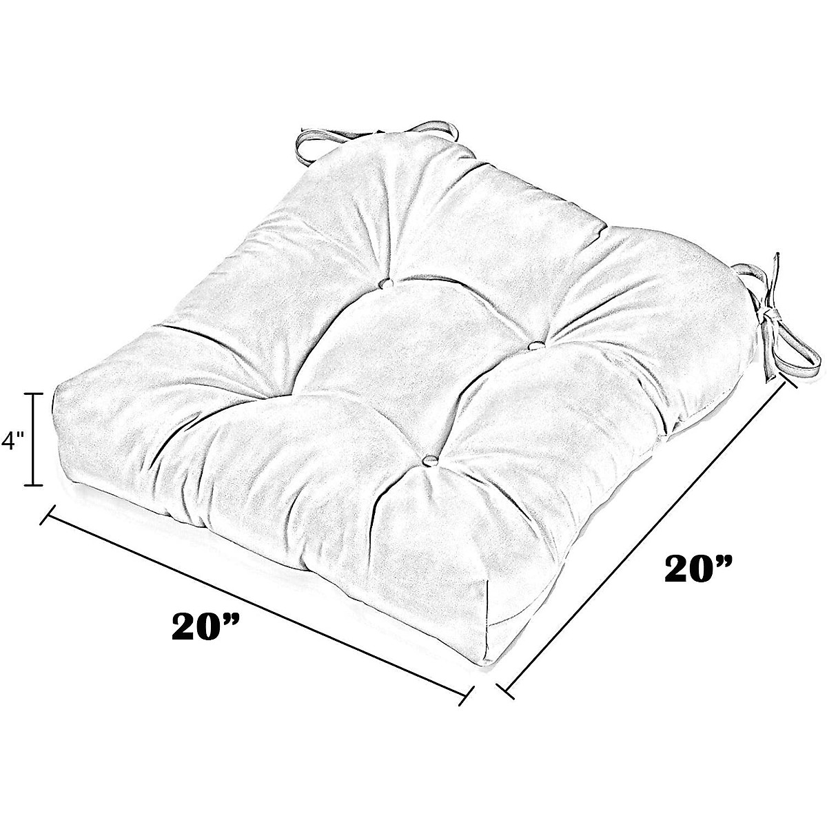 Leeymoo Square Outdoor/Indoor Seat Cushion 20x20, 2 Pack Tufted Patio Furniture Chair Pads with Thick Form Filled