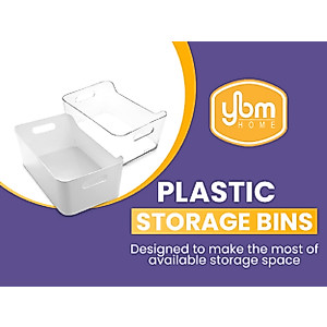 YBM HOME Storage Bins - Open Plastic Organizers and Storage Basket for Kitchen Pantry Organization, Under Sink Bathroom Storage, Toy Baskets, Food Storage Box Containers (Medium - Clear)