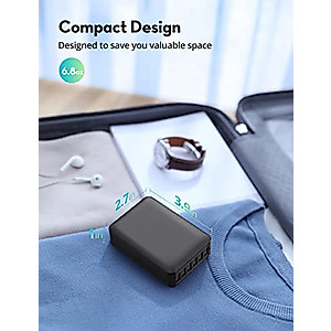 USB Charger 60W USB Charging Hub 12A 6-Port Desktop USB Charging Station with Multiple Port Compatible with iPhone 14 Pro Max 13 Pro Max Mini 12 Pro Max, iPad Pro Air Galaxy S23 Edge Note Tablet Black