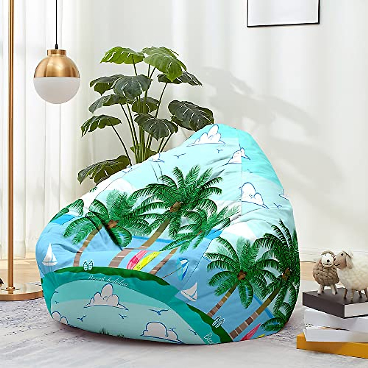 Morbuy Bean Bag Chair Cover for Kids Adults (No Filler), 3D Palms Soft Lazy Sofa Bed Cover Washable Oversized Storage Bean Bag Cover for Living Room, Indoor, Outdoor (S,Clouds)