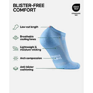 DANISH ENDURANCE 3 Pack Low-Cut Long Distance Running Socks, Men & Women, Light Blue, US Women 11-13 // US Men 9.5-12.5