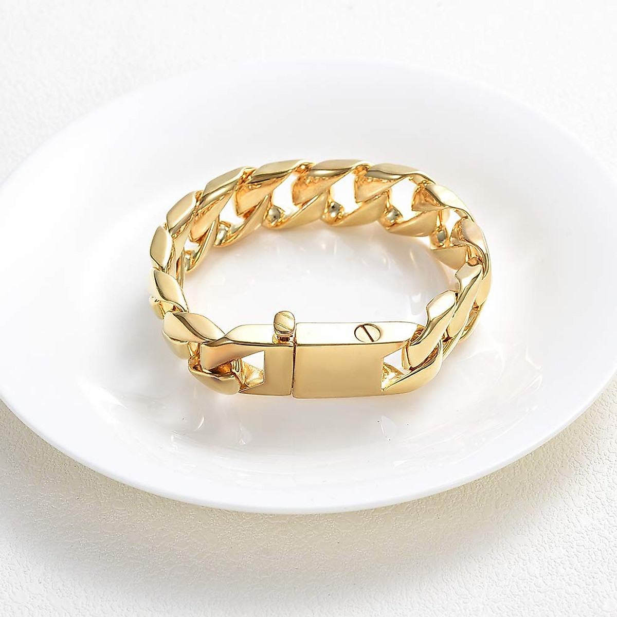 constantlife Cremation Bracelet for Ashes - Gold Color Stainless Steel Urns Bangle Keepsake Engravable Memorial Jewelry Gift (Customize)