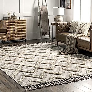 nuLOOM Sony Bohemian Diamond Shag Area Rug, 8' x 10', Ivory