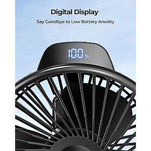 Koonie Astronaut Baby Fan for Stroller, Car Seat Cooling Fan Clip-on with Flexible Tripod, Rechargeable Battery Operated Mini Fan,3 Speeds Strong Airflow (blue)