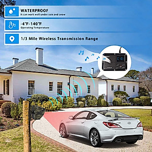 Solar Driveway Alarm Wireless Outside 1800ft Range, Outdoor Motion Sensor & Detector Driveway Alert System with Rechargeable Battery/Weatherproof/Mute Mode (1&4-Camouflage)
