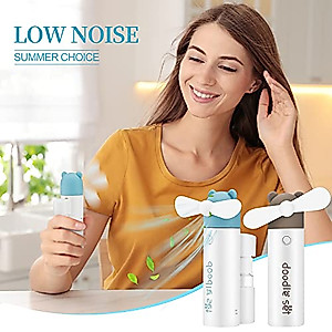 2 Pieces Handheld Misting Fan Portable Handheld Fan Battery Operated Face Fan Portable Misting Fan USB Rechargeable Fan Handheld Fan for Outdoors 6 Hours Continuous Work (Bear Style)