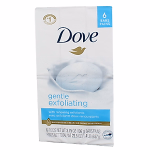 Dove Beauty Bar for Softer Skin Gentle Exfoliating More Moisturizing Than Bar Soap 3.75 oz 6 Bars