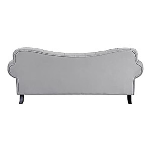 Lexicon Rosalie 83.5" Velvet Fabric Sofa with Nailhead in Light Gray