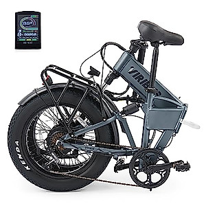 Viribus Electric Bike for Adults, 28mph Ebikes for Adults, 500W Electric Bicycle Folding with 36V 12Ah Removable Battery, Potable Pedal Assist Folding Electric Bike for Beach Snow Commuting, Grey