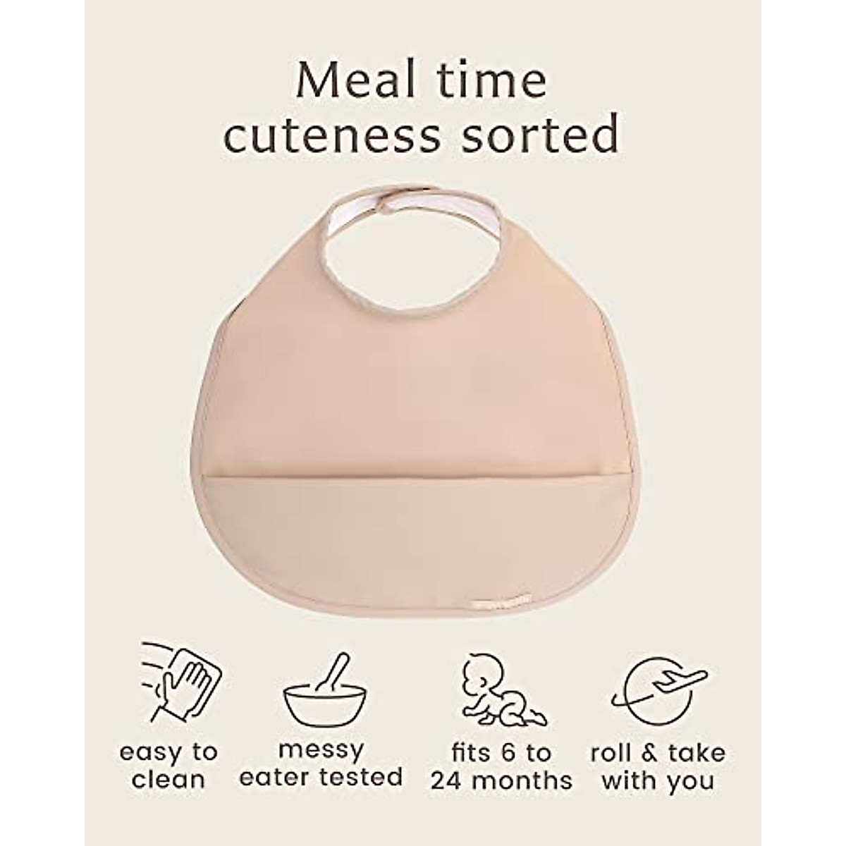 WILLOW + SIM Waterproof Baby Bibs for Baby boy - Better than Silicone & Plastic - Toddler Bibs with Food Catcher - Baby bibs for boys, Feeding bib for Babies and Infants - No Sleeve - Irish Cream