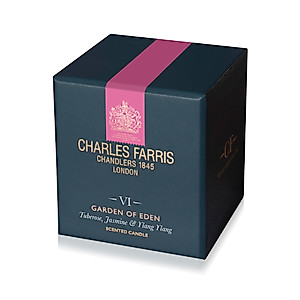 Charles Farris Luxury Scented Candle - Tuberose, Jasmine & Ylang Ylang - 50+ Hours Burn Time - Artisan Hand-Finished Glass Jar, Made in England (Garden of Eden)