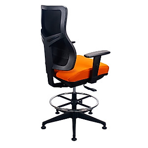 TEMPUR-PEDIC Cooling Technology Drafting Stool, Adjustable Height, Orange