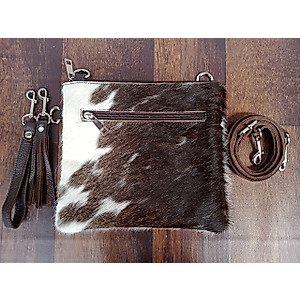 Cowhide Purse Crossbody Handbag Clutch Tricolor Brown Cow Hide Hair on Calf Hide Leather Fur | Women Cowhide Crossbody Purse Bag