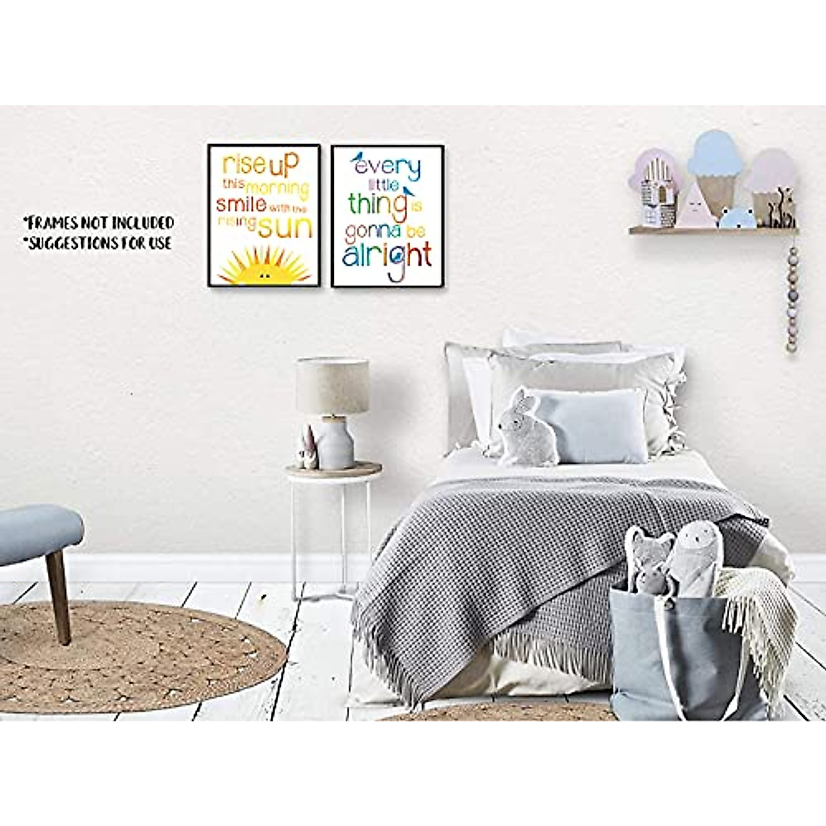 SEOLLX Watercolor Birds Inspirational Quote Art Print，Three little Birds Wall Art Set of 3（ 8 x10 ）Posters Don't Worry, Every Little Thing is Gonna be Alright,Motivational Typography Saying with Birds Canvas Wall Art Printing for Office Classroom Decor