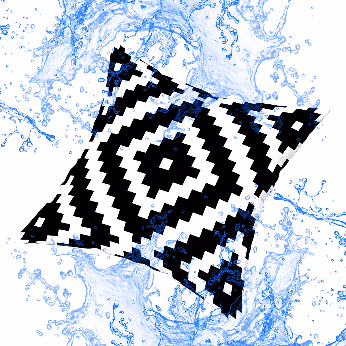 Yaofavo Outdoor Pillow Covers Set of 2, Waterproof Boho Throw Pillow Covers Geometric Pillow Cases for Patio Garden (Black&white-04, 18x18 Inch)