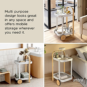Umbra Bellwood Bar Cart, Serving Trolley, Side Table, Natural/White