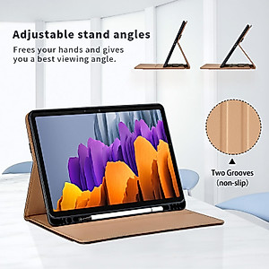 Case for Samsung Galaxy Tab S8 2022/S7 2020 11 Inch - Model(SM-X700/X706/T870/T875/T878) with S Pen Holder, PU Leather Bussiness Flip Case with Hand Strap and Pocket, Black