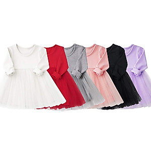 Baby Girls Black Dress Tutu Long Sleeves Ruffle Tulle 9-48m (24-36m, Black)