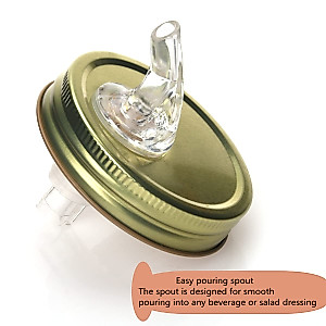 Mason Jar Pour Spouts. free flow Mason Jar Pour Spouts, mason jar for spout regular mouth size 70mm dispenser germination cover. Suitable for any liquid. Leak-Proof,Gold (2-Pack + 2 Black Lid Caps)