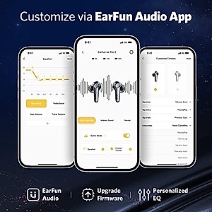 EarFun Air Pro 3 Noise Cancelling Wireless Earbuds, Qualcomm® aptX™ Adaptive Sound, 6 Mics CVC 8.0 ENC, Bluetooth 5.3 Earbuds, Multipoint Connection, 45H Playtime, App Customize EQ, Wireless Charging