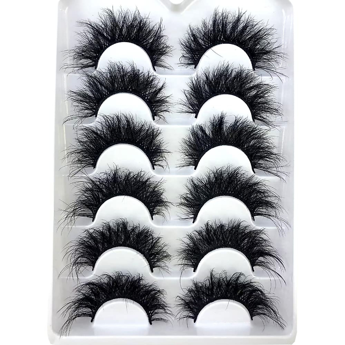 HBZGTLAD 6 Pairs False Eyelashes Cat-Eye Fluffy Faux Mink Lashes 8D Wispy Lashes Dramatic Long Thick Volume Fake Eye Lash(SR-01）