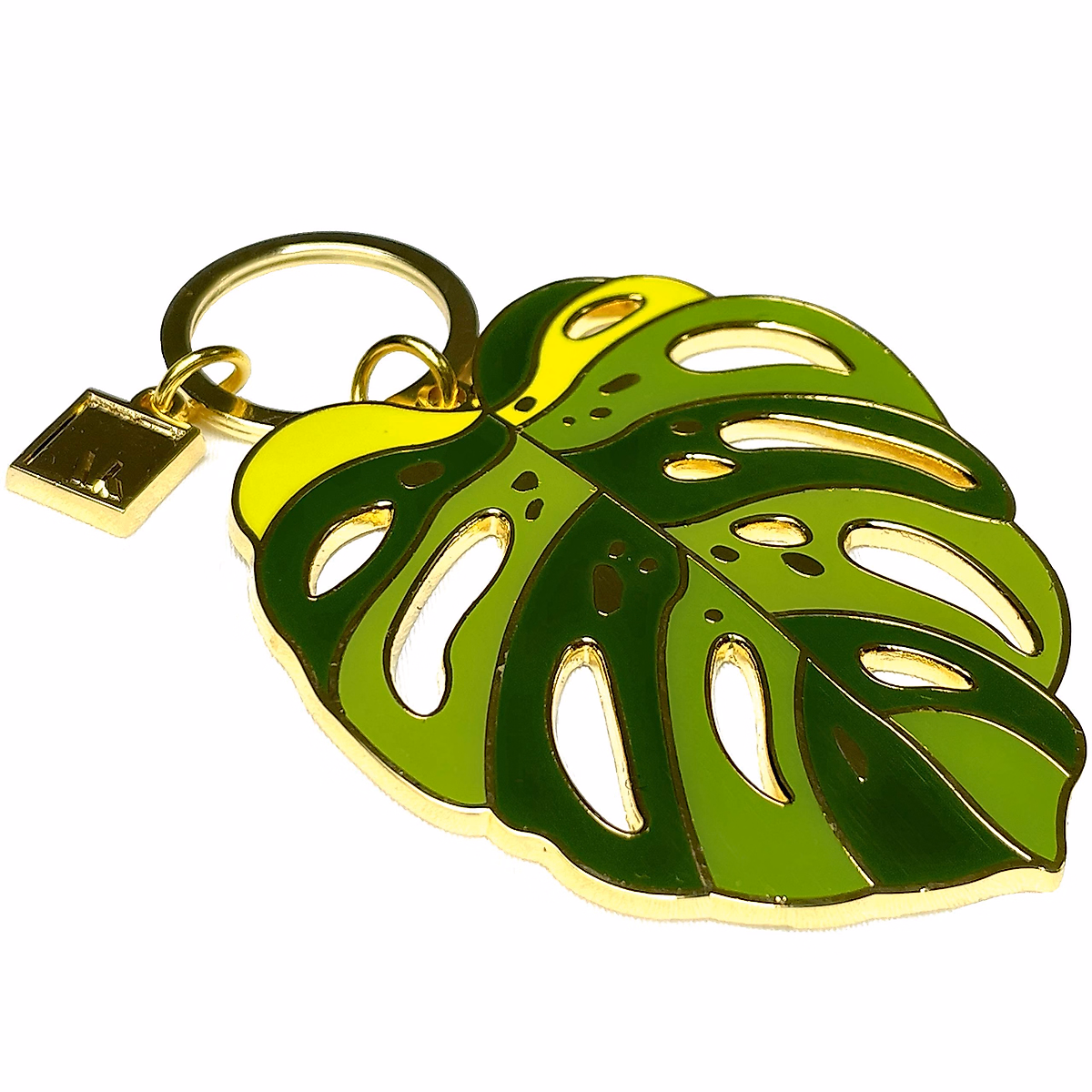 ArtAK Plant Keychains for Women Cute Keychain Key Chain Plant Lover Gifts Plant Lady (Gold Monstera)