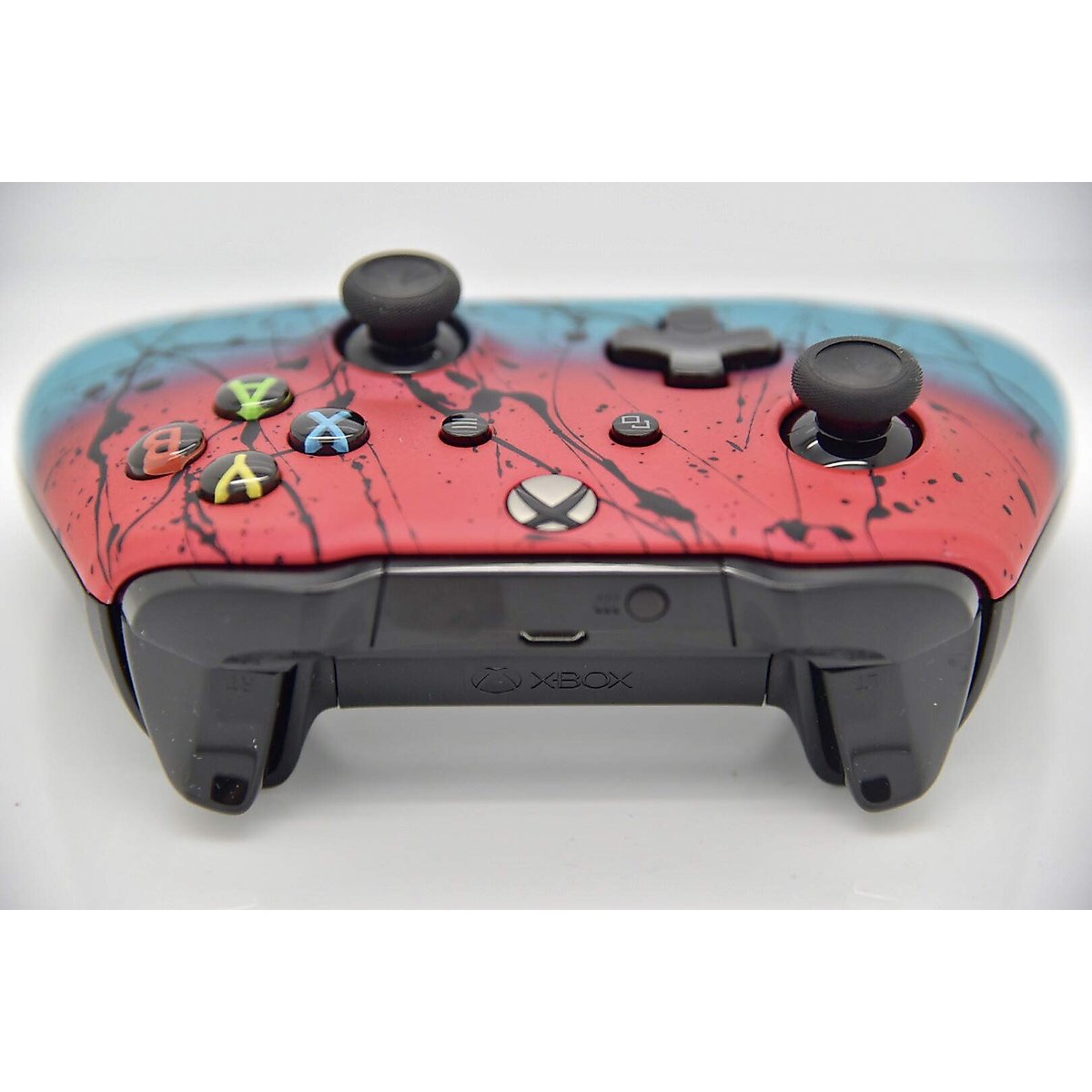 Hand Airbrushed Fade Custom Controller - Compatible with Xbox One (Matte Red & Teal)