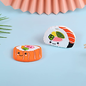 AmazingM 2 Pack Orange Sushi Sensory Chew teether for Boys and Girls,Food Grade Silicone Safety Pendant Chewy Teething Toys for Kids,Toddlers with Autism, ADHD,Oral Motor,Teething,Biting Needs