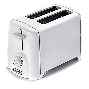 Dominion 2-Slice Toaster with Shade Control, Slide-Out Crumb Tray, Auto-Shutoff, Toast Lift, White