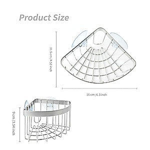 Dveda Sink Caddy, Dish Cloth Hanger Sponge Holder, Save Space Triangle 2-in-1 Sink Caddy, 304 Stainless Steel Corner Kitchen Sink Organizer, No Drilling with 2Pcs Suckers