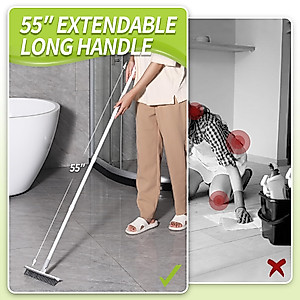 IVYROLL Grout Brush with Long Handle, Grout Cleaner for Tile Floors, Shower Tile Floor Scrubber for Cleaning Baseboard Bathroom