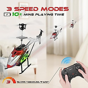 DEERC Remote Control Helicopter W/ 1080P HD Camera, RC Helicopters W/FPV Live Video, LED Lights, Altitude Hold, Gyroscope, 2.4GHz Toy for Boys Girls