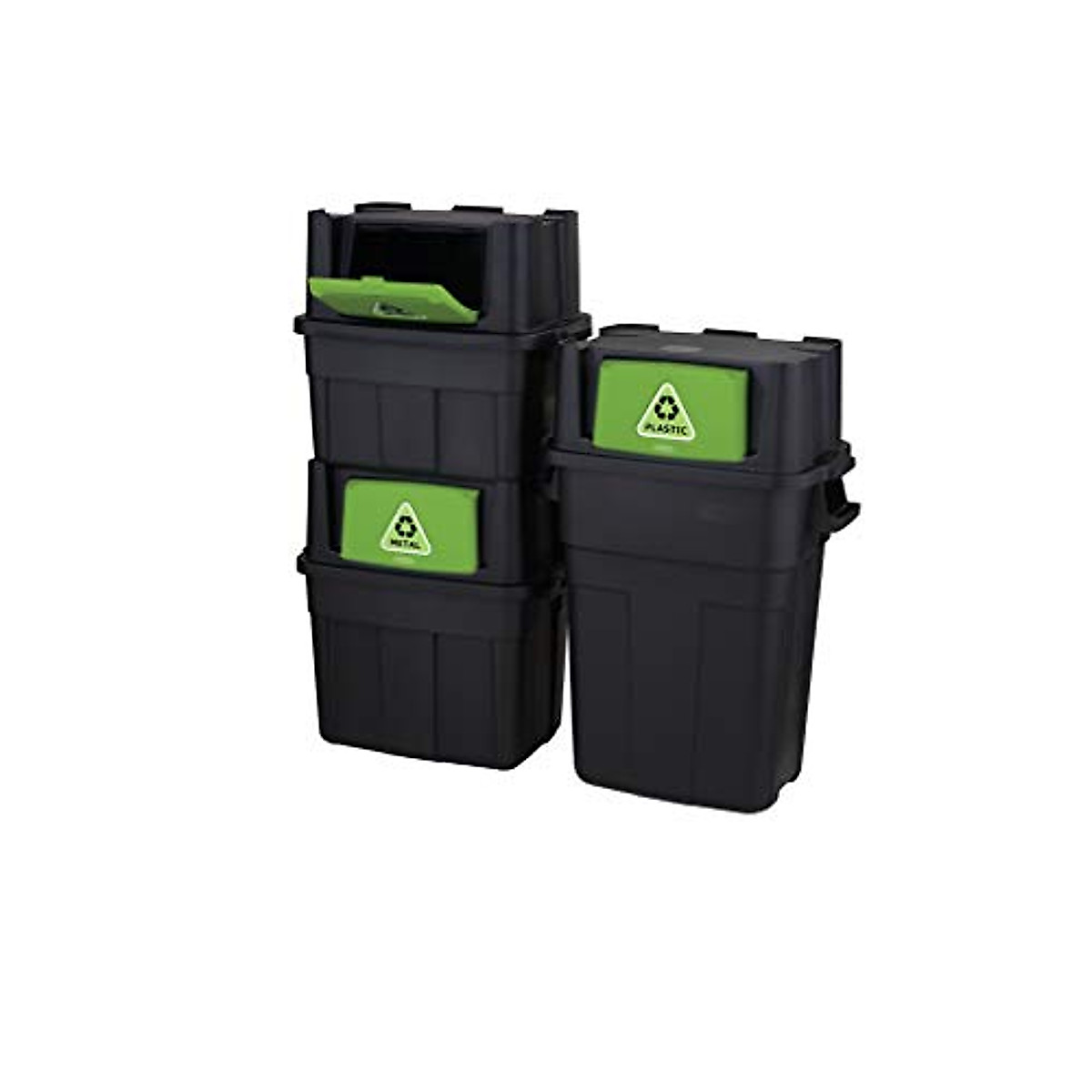 Rubbermaid Recycling Bin with Swing Lid, 14-Gallon, Black Stackable Lid for Glass/Plastic/Paper in Garage/Office/Restaurant