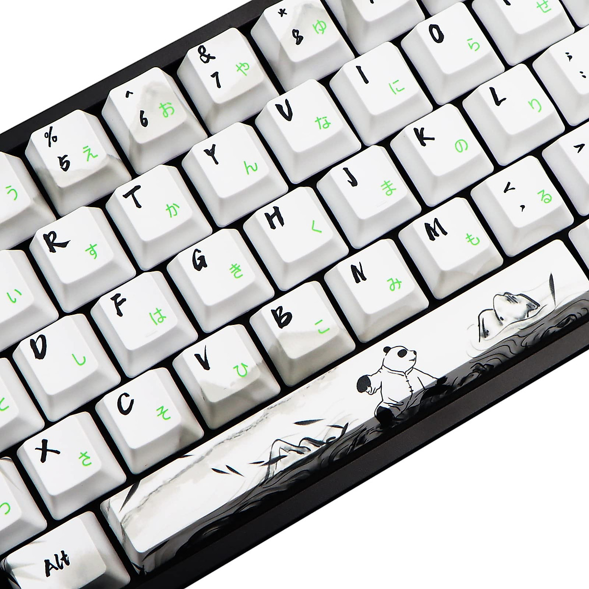 MOLGRIA Keycaps 71 Set Ink Panda for 71 64 61 Keys Keyboard, Custom PBT OEM Profile Key Caps with Keycap Puller for Cherry MX Gateron Khail Switches 60 Percent Gaming Keyboard