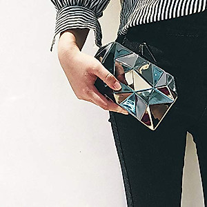 Adela Women Fashion Alloy Metal Women Clutches Fashion Geometic Evening Clutch Metal Clutch Purse (Gun Color)
